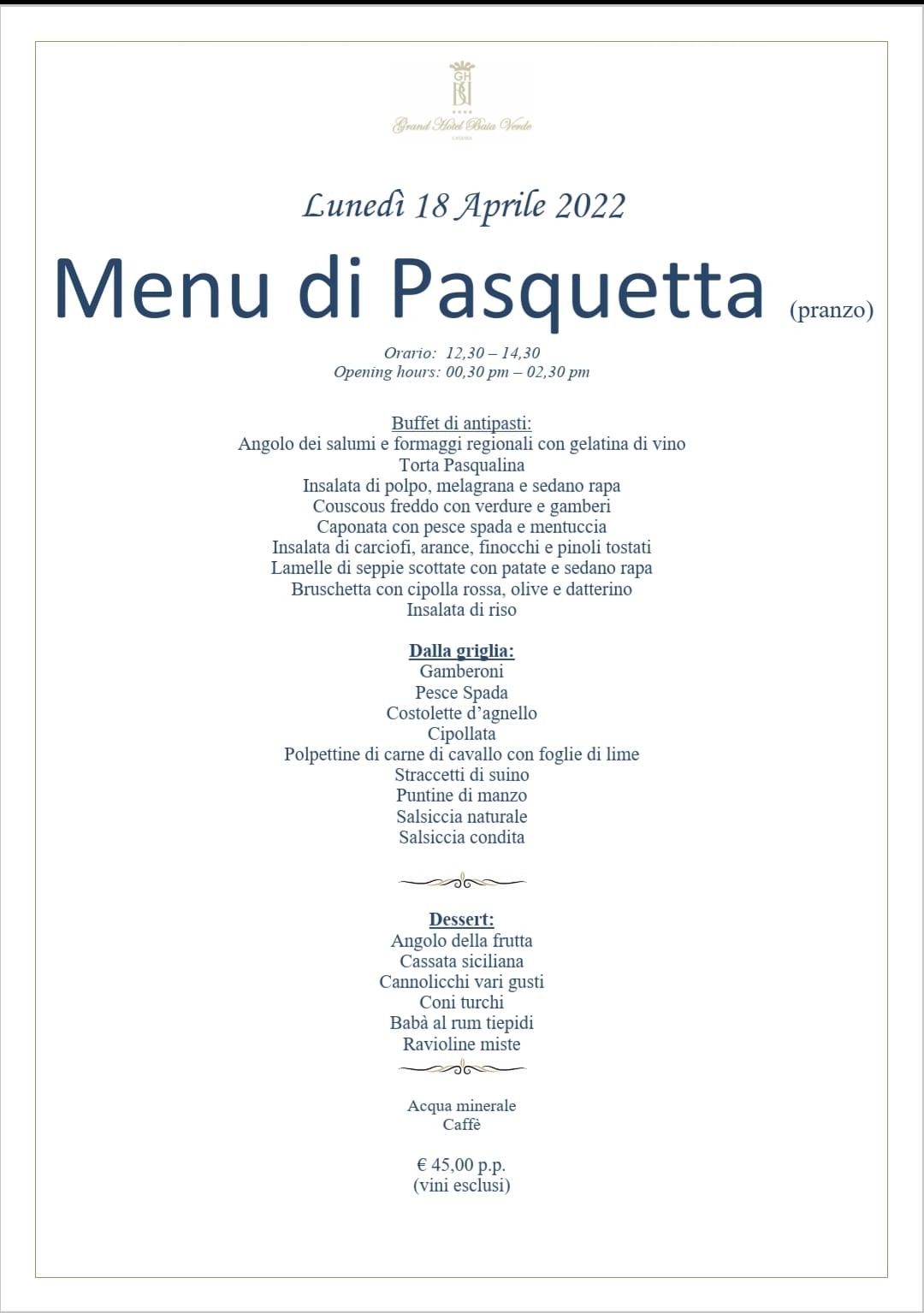 Paqua 2022 al GHBV - 18 Aprile 2022 - Baia Verde